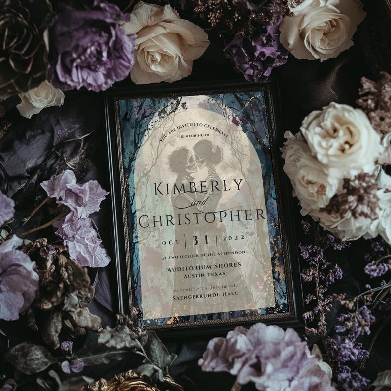 Gothic Skeleton Bride and Groom Wedding Invitation (DIY Printable) - Etsy