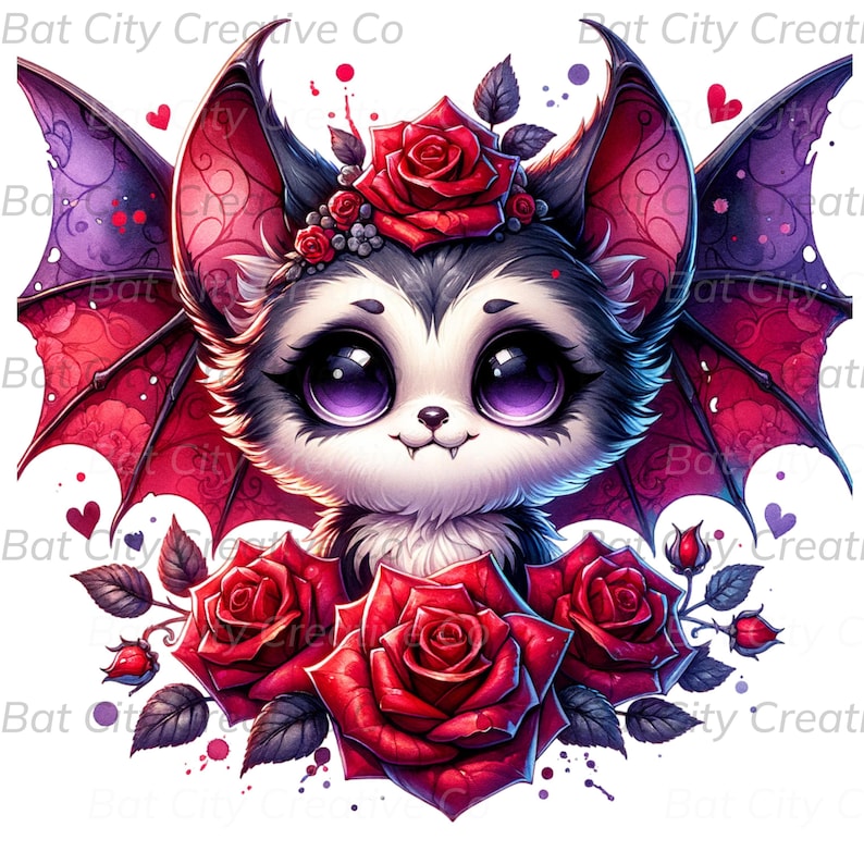 Cute Gothic Bats With Flowers | 10 High-quality Designs | Kids' Story ...