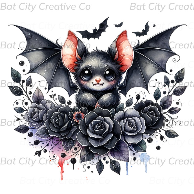 Cute Gothic Bats With Flowers | 10 High-quality Designs | Kids' Story ...