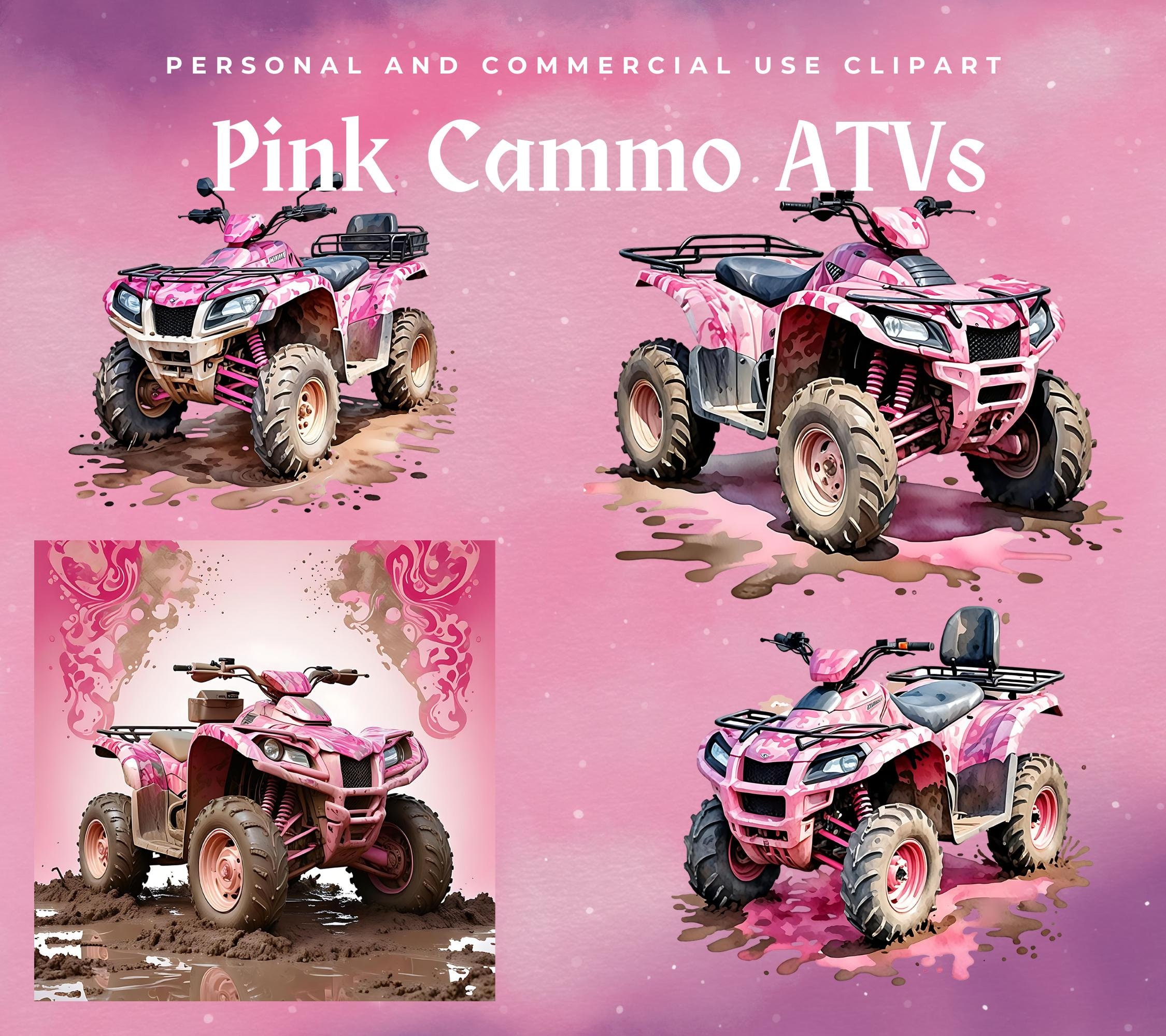 Pink Camo ATV Watercolor Clipart Set - 12 Unique Designs - 300 DPI ...