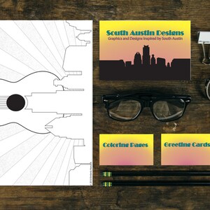 Printable Austin Skyline Coloring Page | Guitar Skyline Art | Unique ...