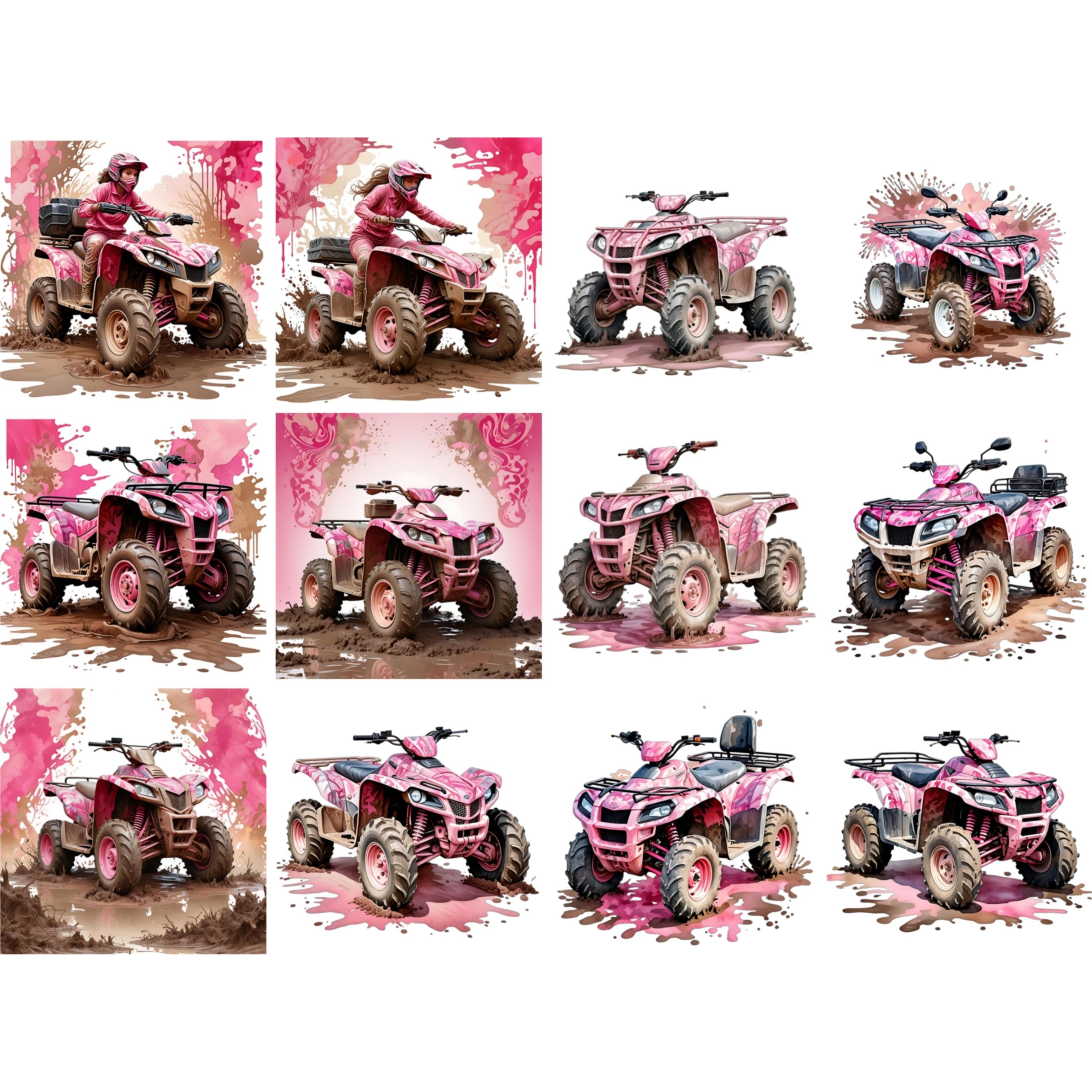 Pink Camo ATV Watercolor Clipart Set - 12 Unique Designs - 300 DPI ...