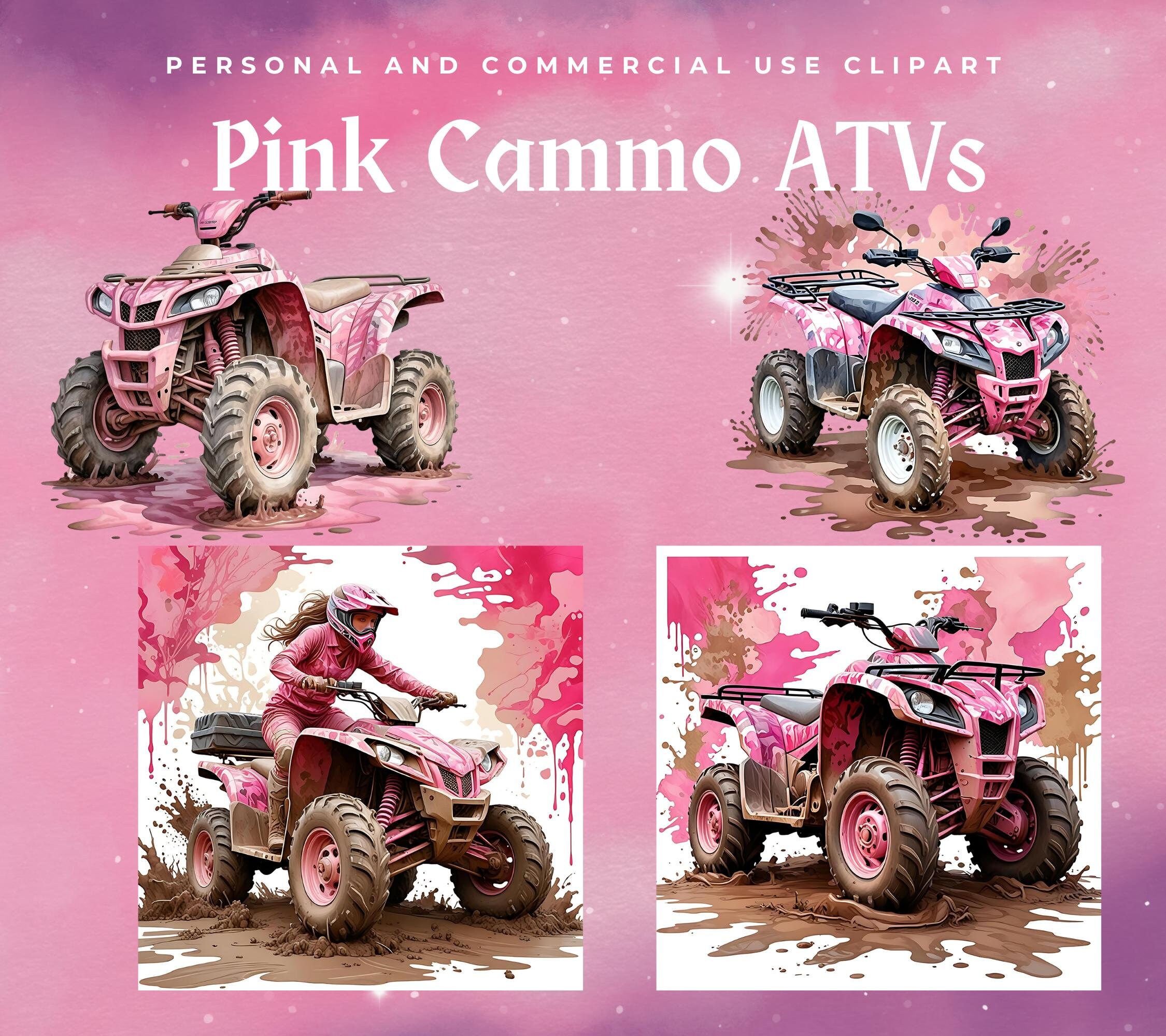 Pink Camo ATV Watercolor Clipart Set - 12 Unique Designs - 300 DPI ...