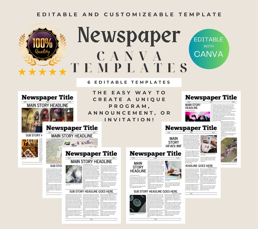Editable Canva Newspaper Template for Weddings, Bachelorettes ...