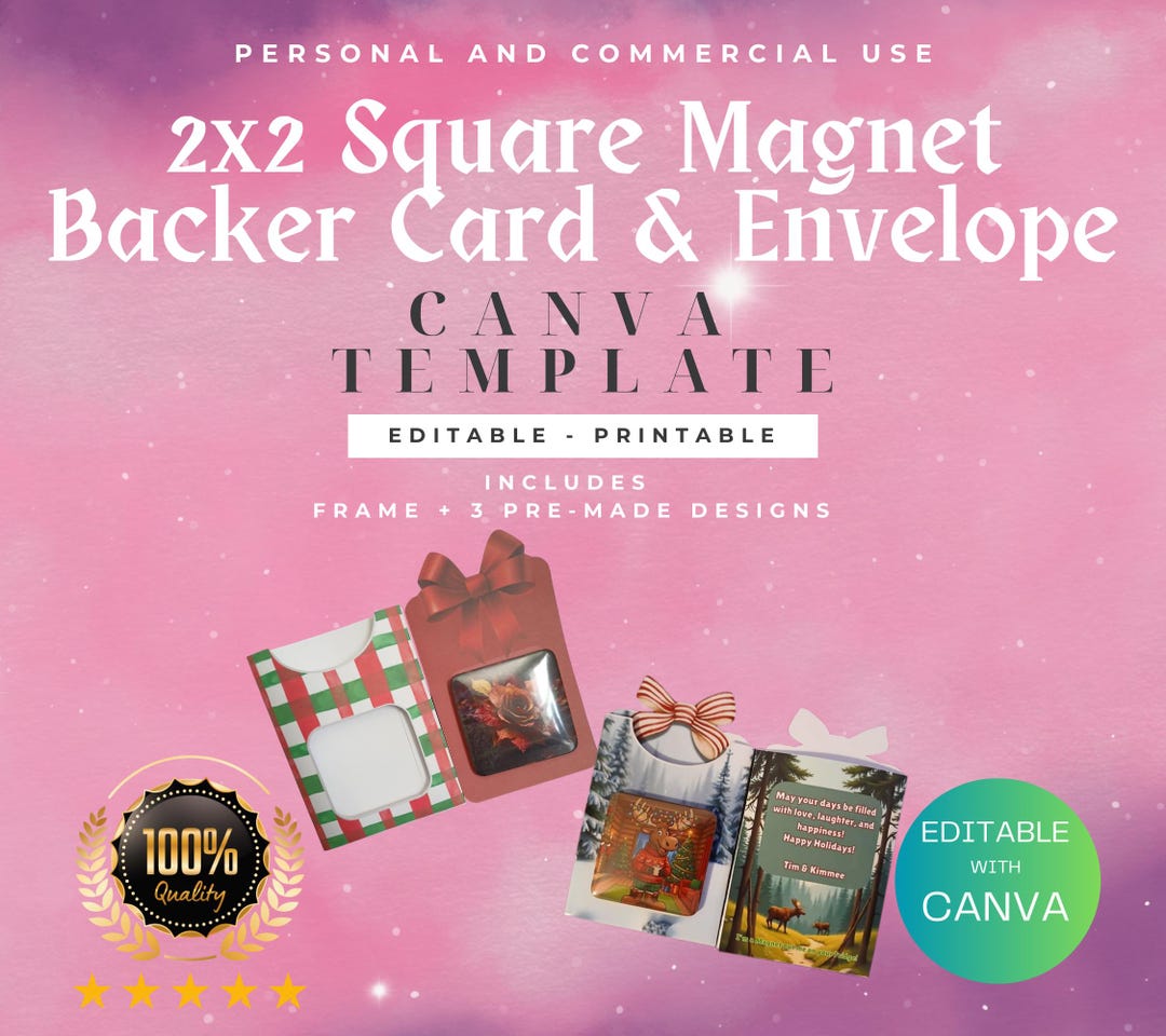 2x2 Magnet Window Envelope & Backer Card Template | Editable Packaging ...