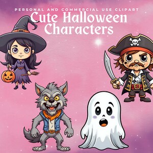 Cute Halloween Characters Clipart Pack - 8 Adorable High-quality PNG ...