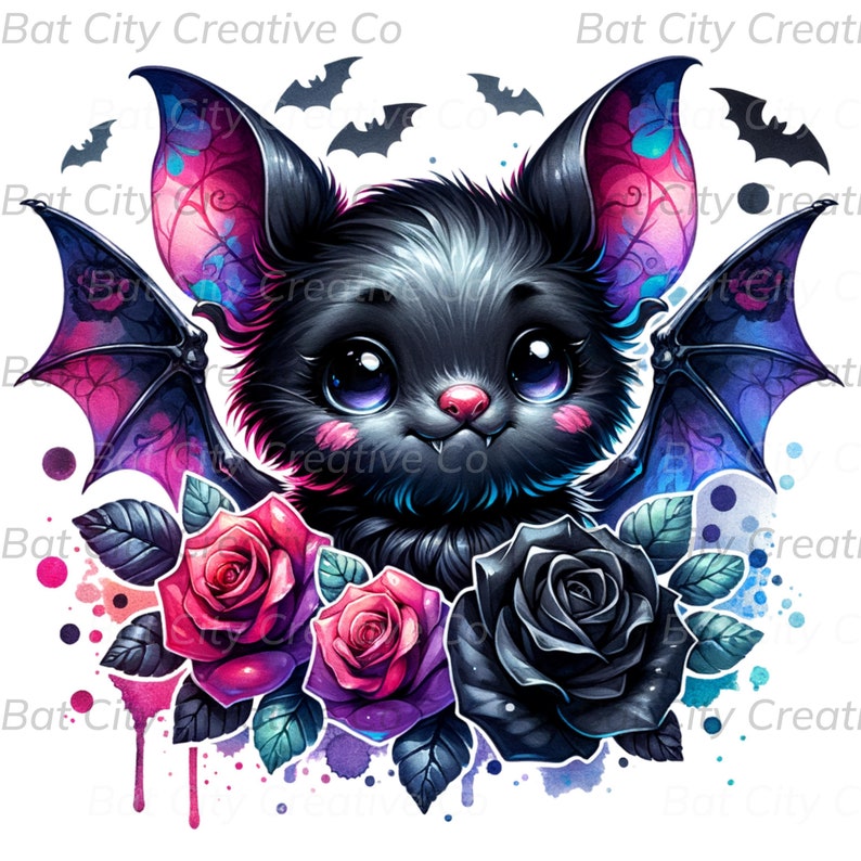 Cute Gothic Bats With Flowers | 10 High-quality Designs | Kids' Story ...
