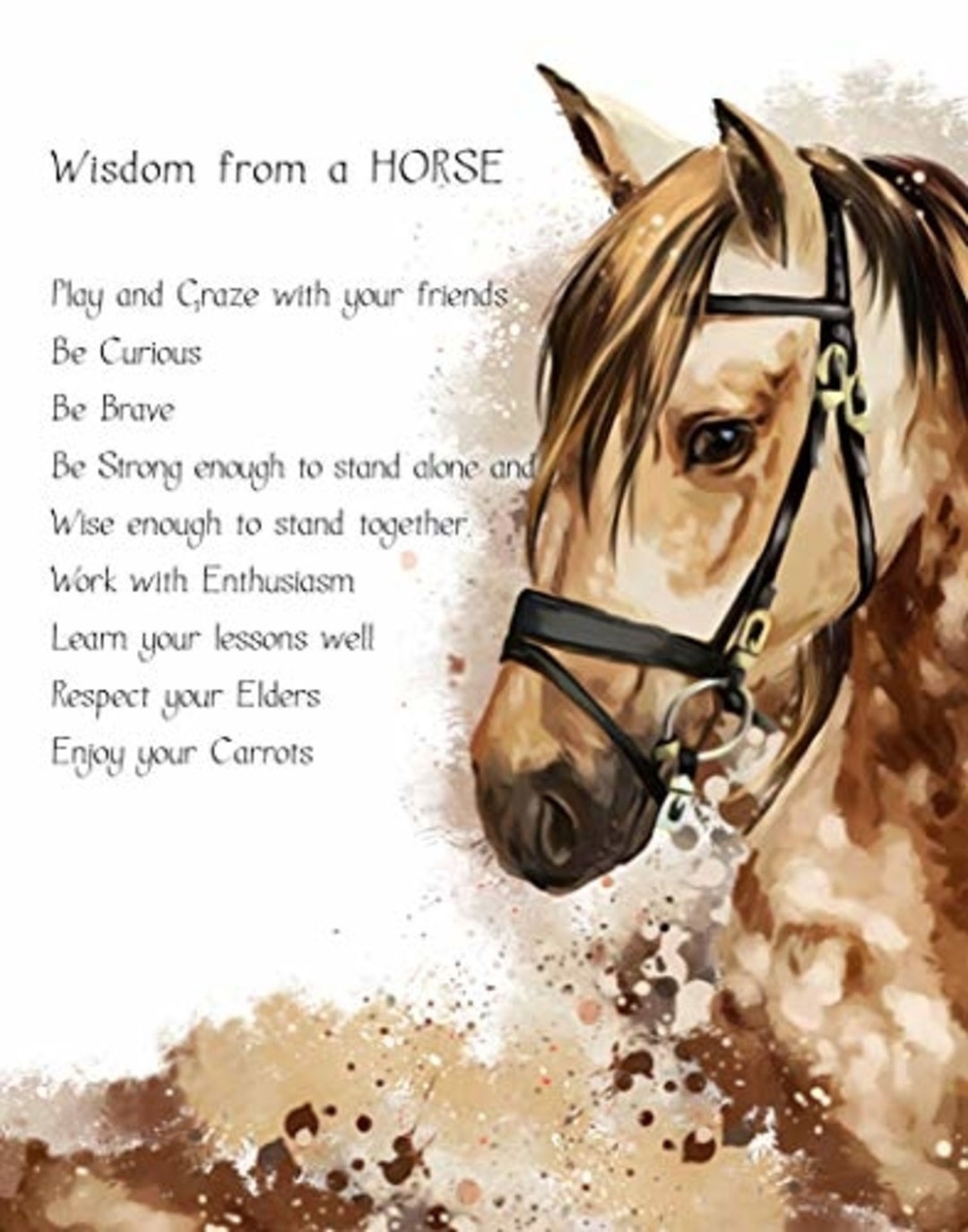 Motivational Wall Decor - Wisdom From a Horse - 11 X 14 Unframed Print ...