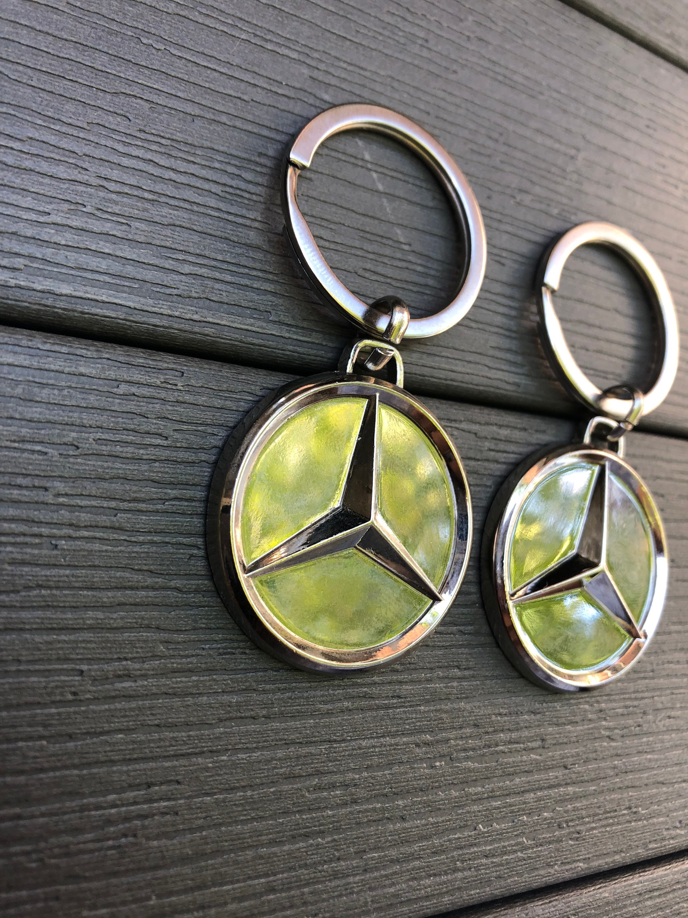 Vintage Two Chrome Mercedes Benz Keychains - Etsy