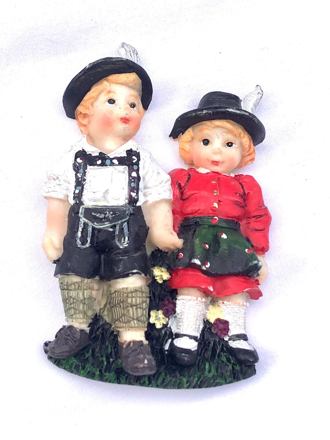 German Figurines of Girl and Boy 3D Resin Vintage Refrigerator Magnet ...