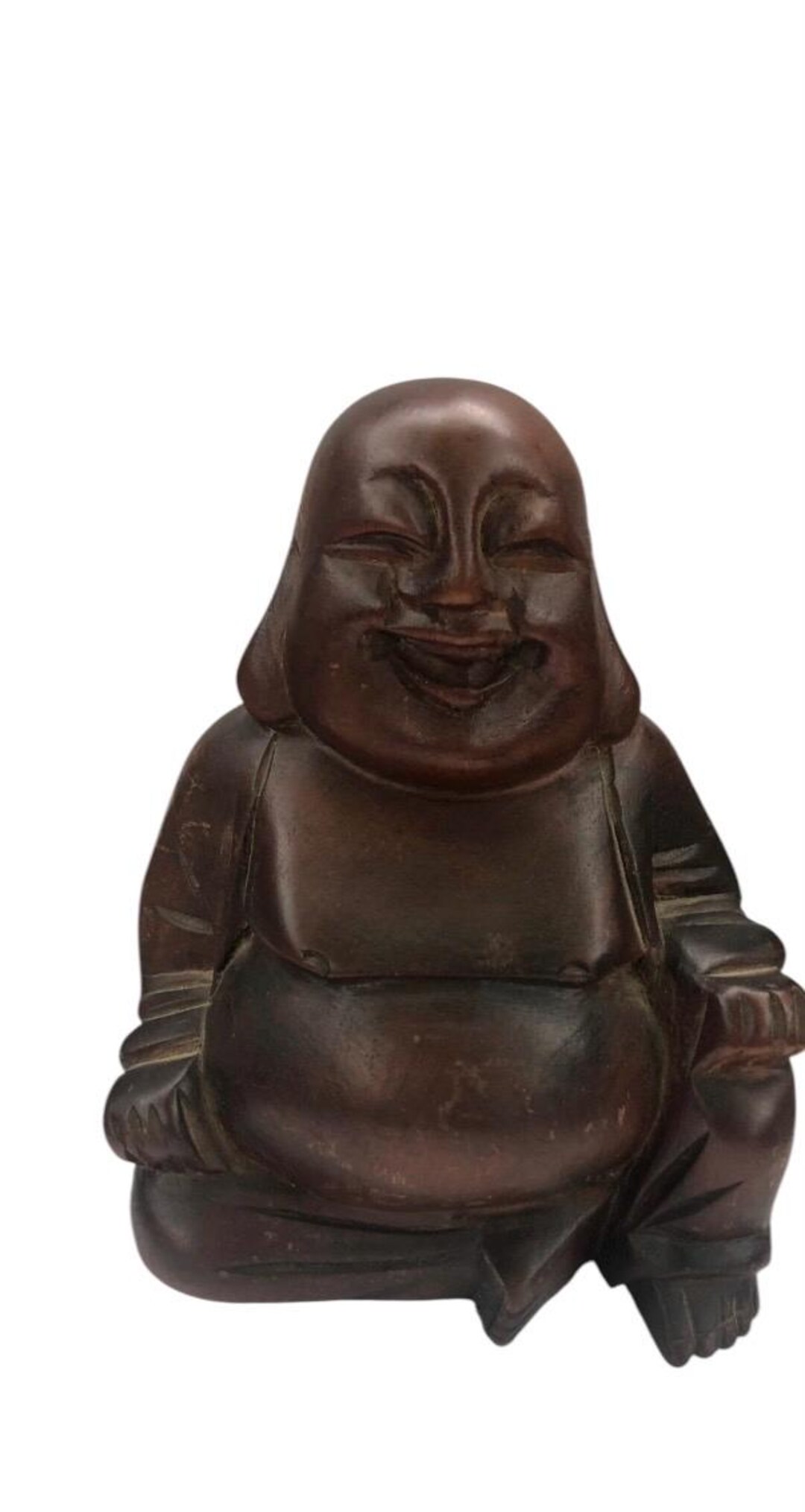 Rosewood Budai Statue,vintage Carved Rosewood Laughing Buddha, Vintage ...