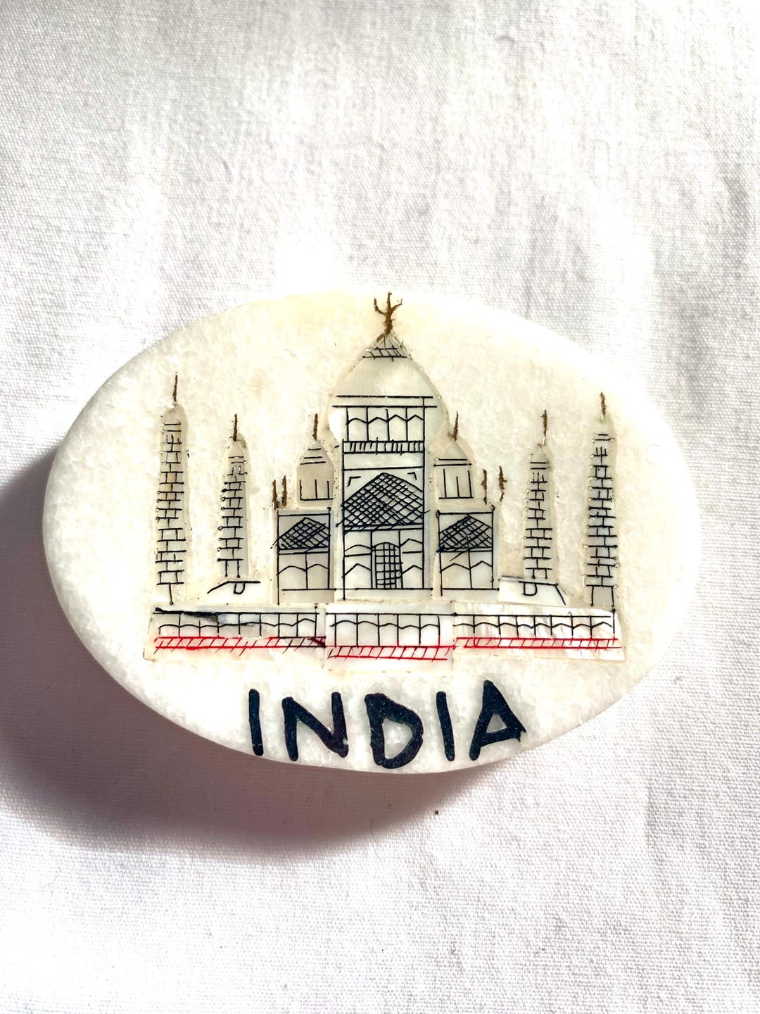 India Taj Mahal Alabaster Stone Fridge Magnet , Refrigerator Vintage ...