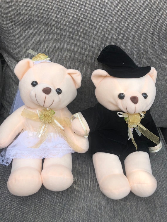 Wedding Couple Bride and Groom Teddy Bear - Etsy