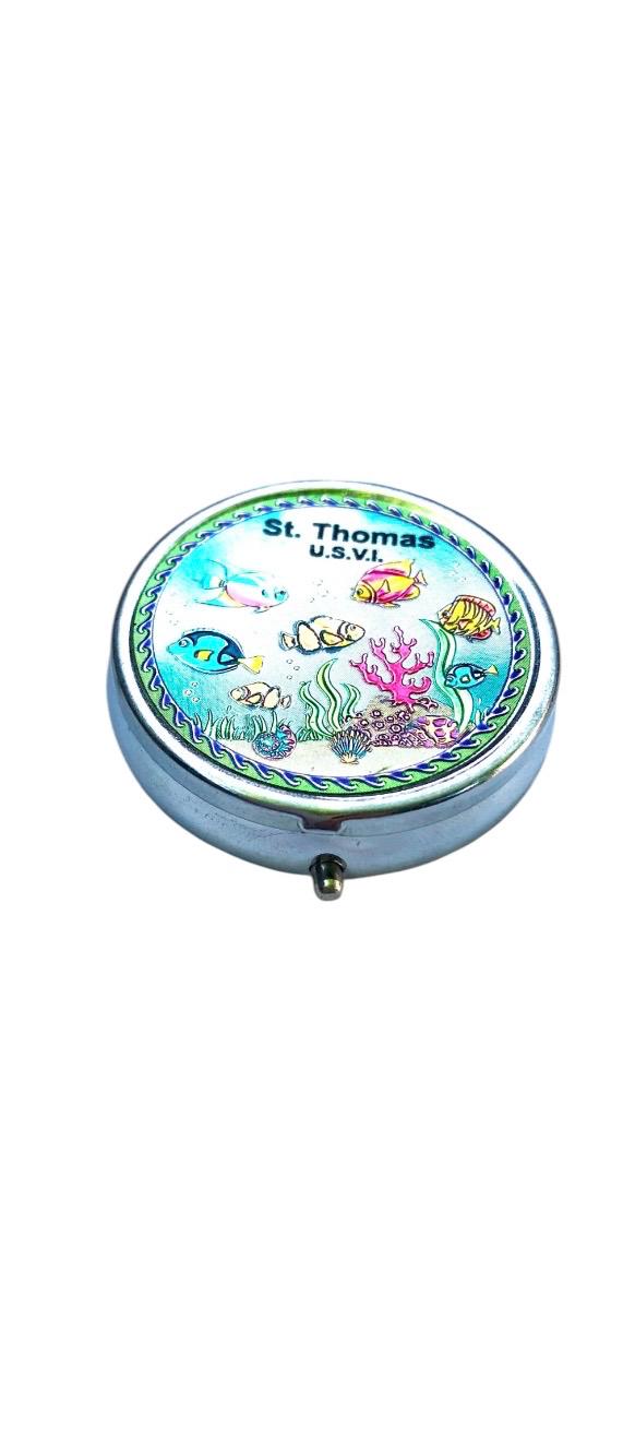 St Thomas Tropical Fish Portable Round Pill Box Mini Small Pill ...