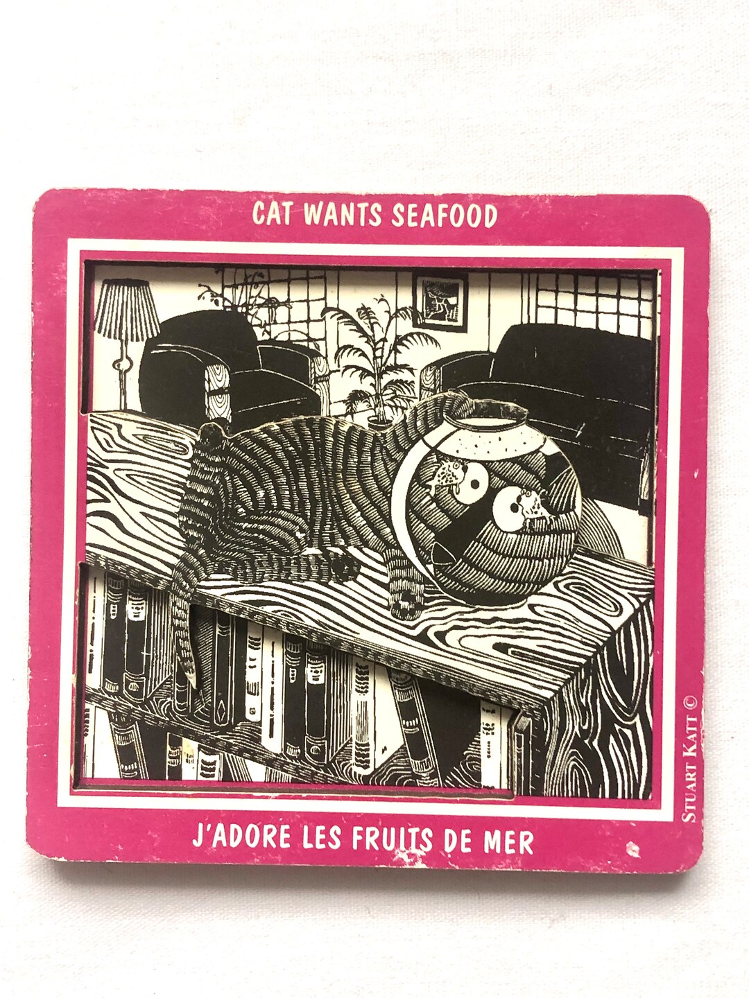 Vintage Stuart Katt “cat Wants Seafood “ 3D Refrigerator Magnet - Etsy