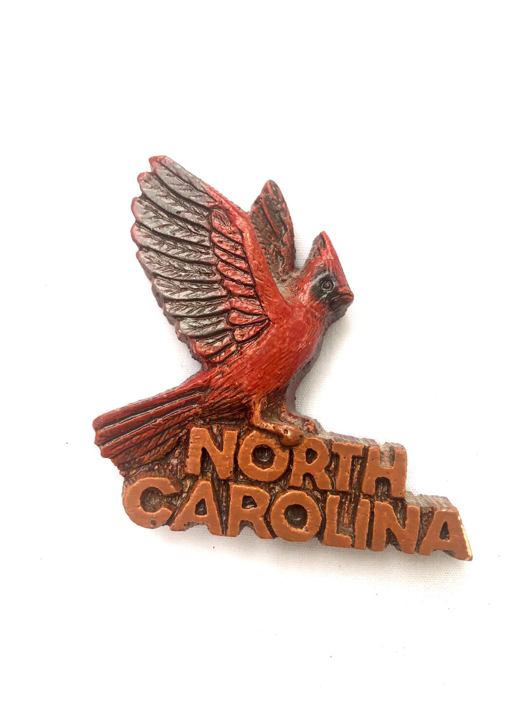North Carolina State Bird Cardinal Wooden Refrigerator Magnet, Vintage ...