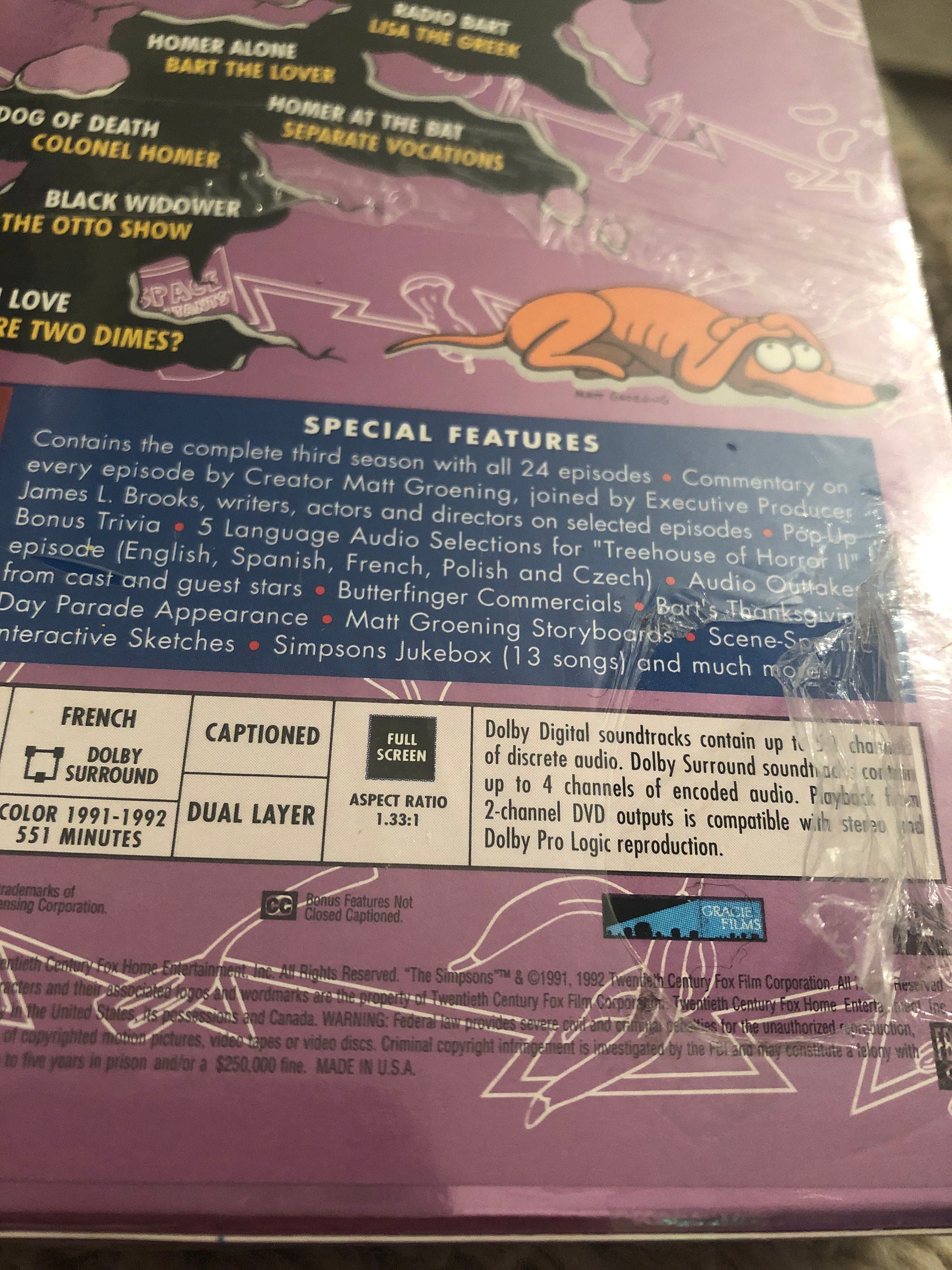 Vintage the Simpsons the Complete Third Season DVD Collector's Edition ...