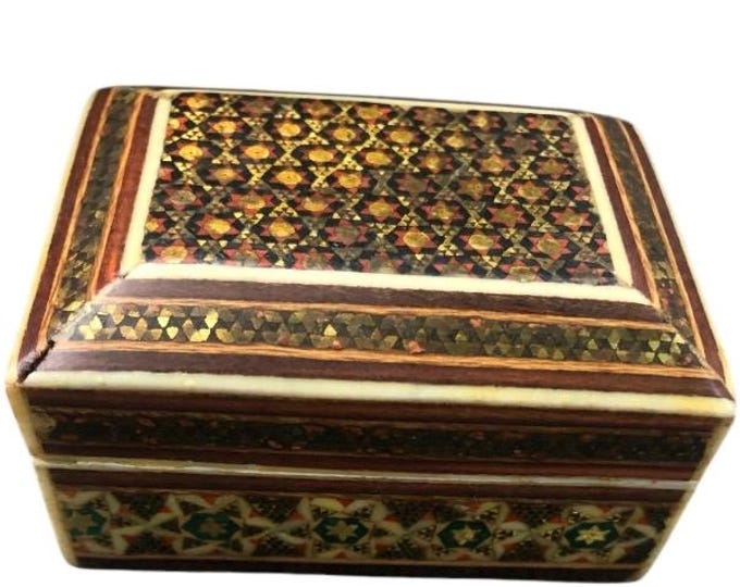 Vintage Khatam Kari Handcrafted Inlaid Wooden Jewellery Ring Box - Etsy