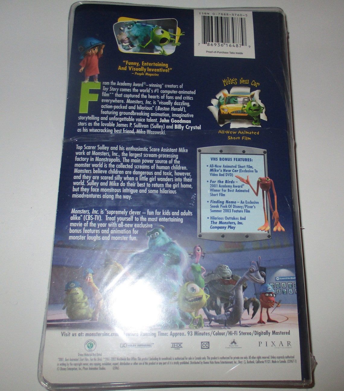 Disney Pixar Monsters, Inc. VHS 2002 NUEVO SELLADO - Etsy México