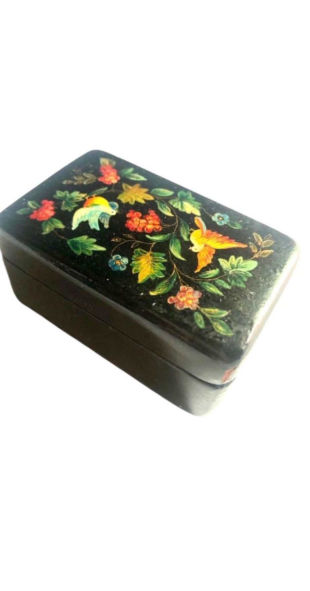 Vintage Lacquer Pill Snuff Box, Hand Painted Soviet USSR Wooden Trinket ...