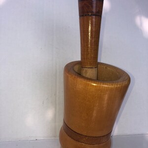 Vintage Wooden Natural Bamboo Mortar and Pestle Set - Etsy