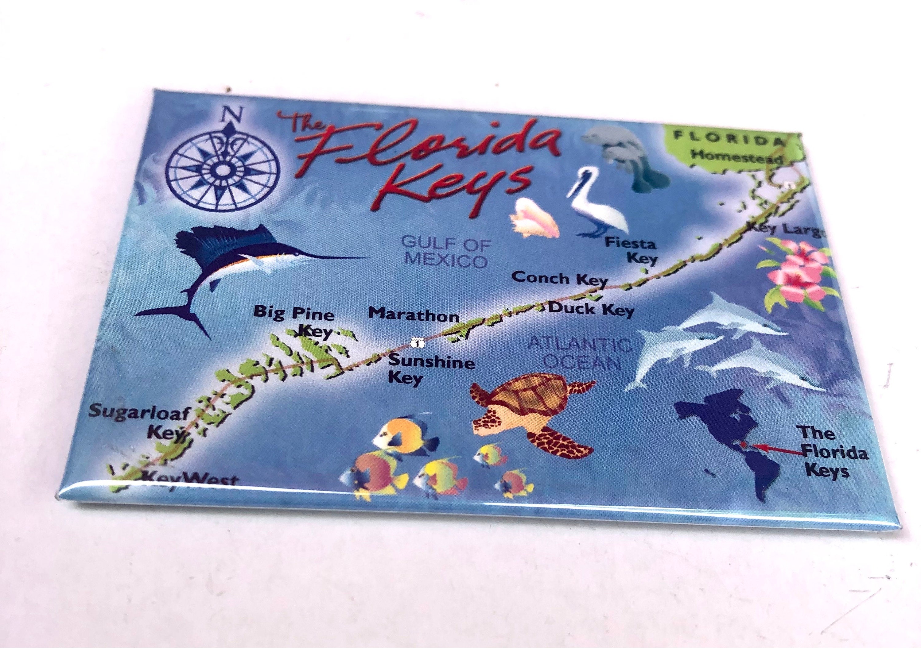 Florida Keys State Map Refrigerator Magnet , FL, Key Largo, Key West ...