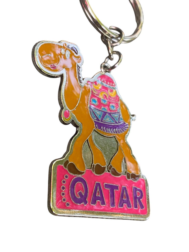 QATAR DOHA Camel Keychain Gold Toned Key Ring Backpack , Qatar Country ...