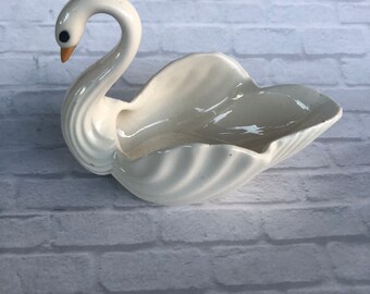 Vintage White Porcelain Swan Ring/trinket Dish - Etsy