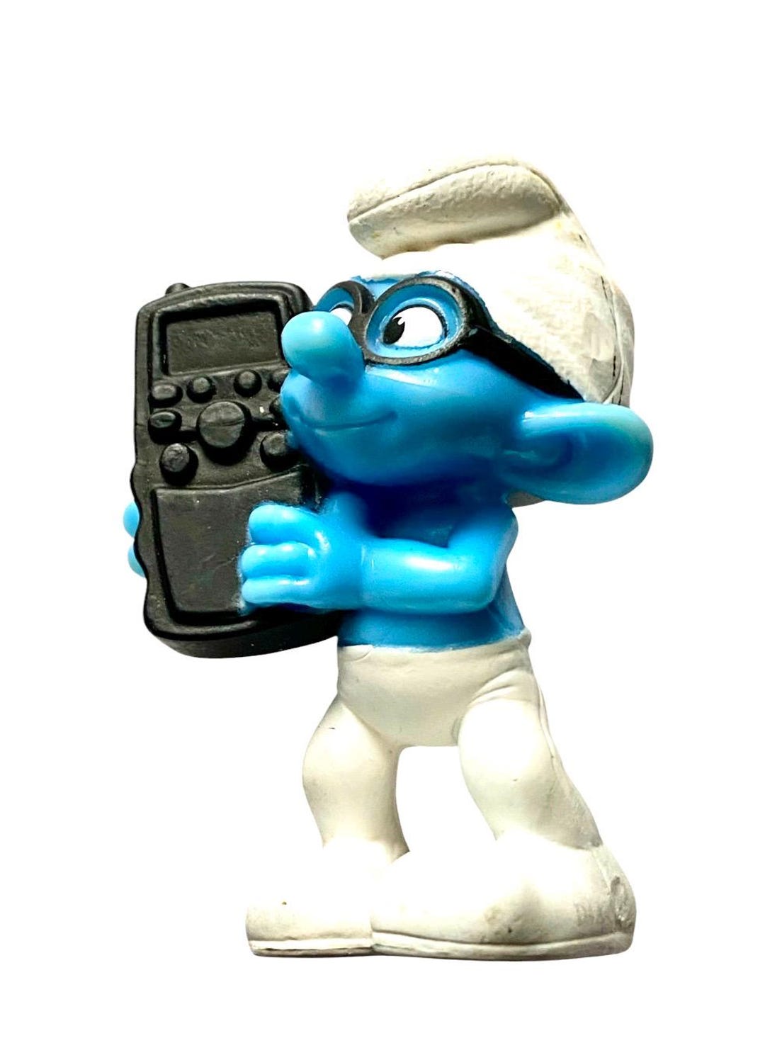 Smurfs Movie Brainy SMURF Figurine With Cell Phone ~ Mcdonalds Happy ...