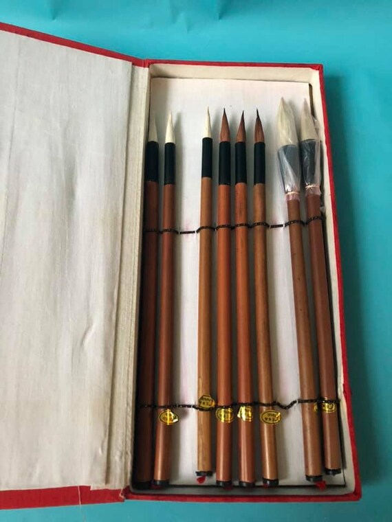 Vintage China Writing Brush Set in Box | Etsy