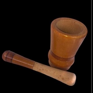 Vintage Wooden Natural Bamboo Mortar and Pestle Set - Etsy