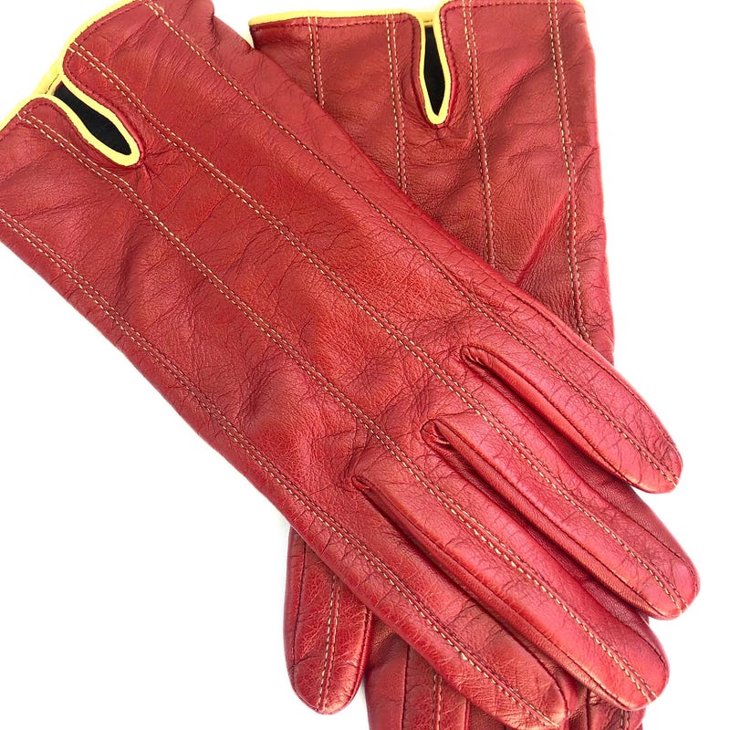 Red Leather Gloves - Etsy