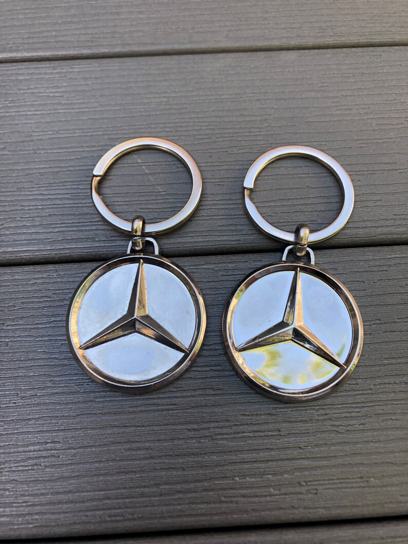 Vintage Two Chrome Mercedes Benz Keychains - Etsy