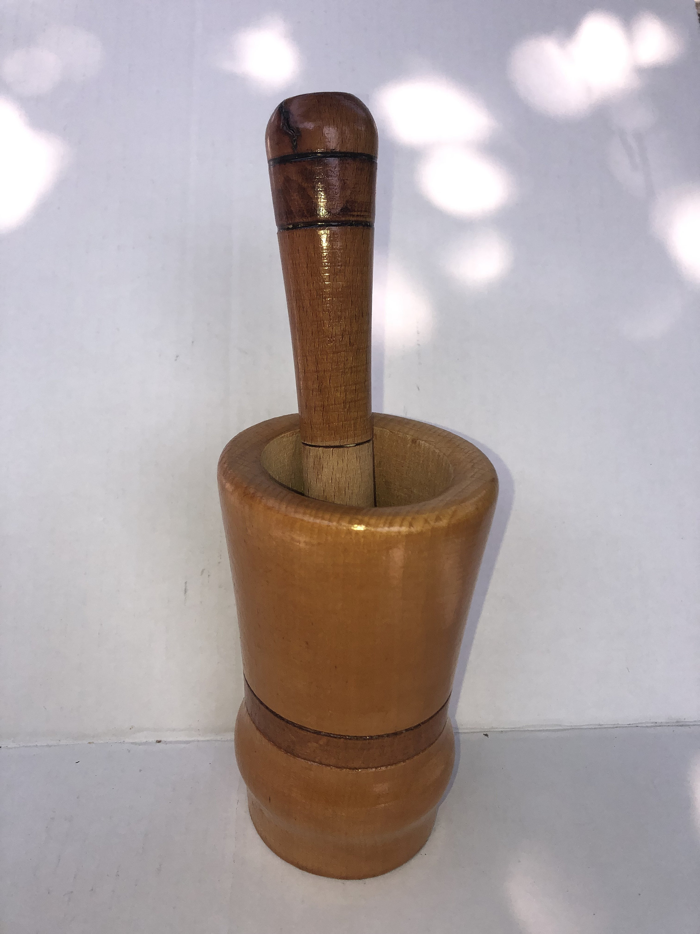 Vintage Wooden Natural Bamboo Mortar and Pestle Set - Etsy