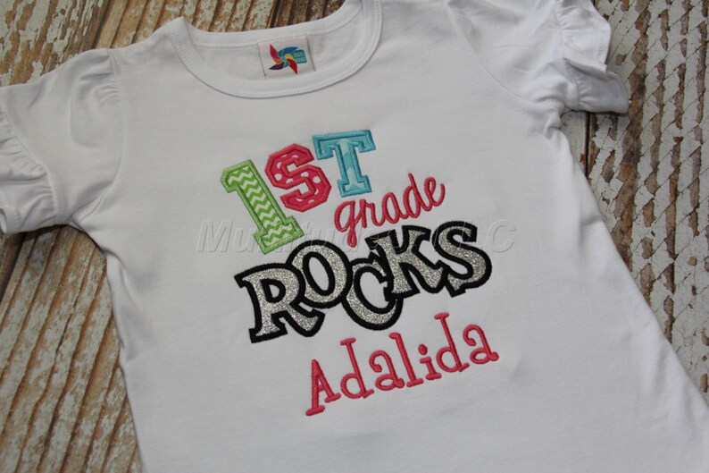 1st Grade Rocks Applique Shirt | Etsy