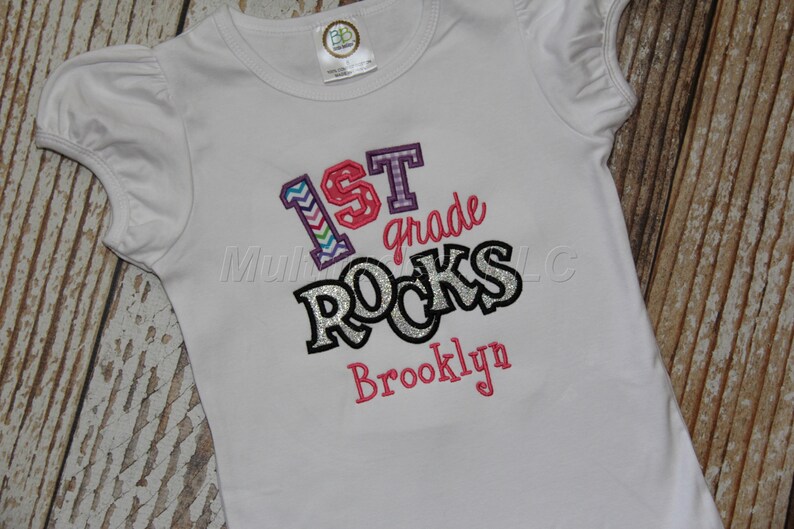 1st Grade Rocks Applique Shirt | Etsy