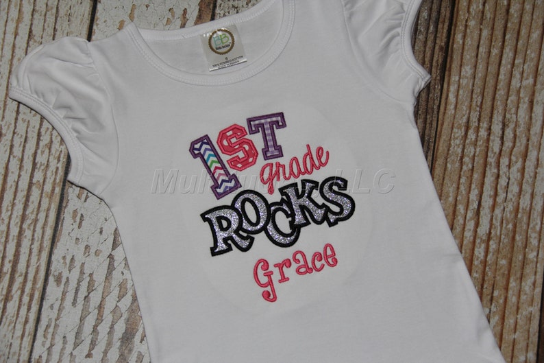 1st Grade Rocks Applique Shirt | Etsy