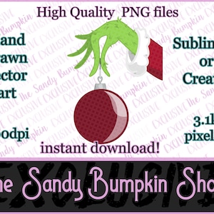 Grinch Hand holding a Dark Red Bulb Fan Art JPEG PNG - Etsy