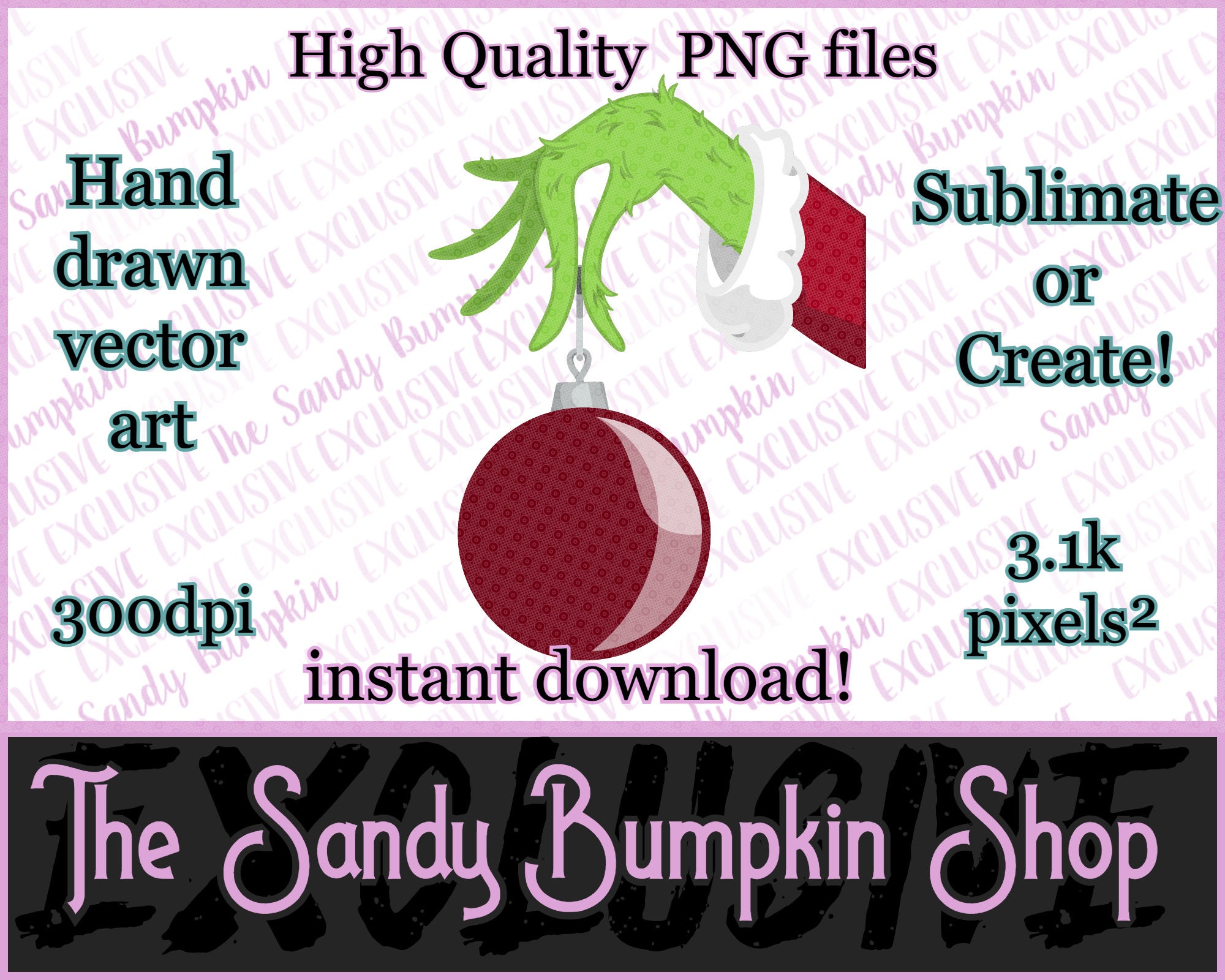 Grinch Hand holding a Dark Red Bulb Fan Art JPEG PNG - Etsy