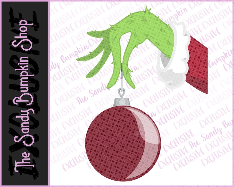 Grinch Hand holding a Dark Red Bulb Fan Art JPEG PNG - Etsy