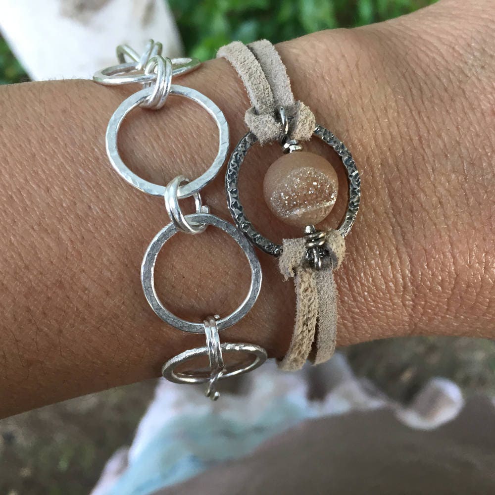 Lifeboho Hand Forged Sterling Silver Hammered Link Bracelet, Sterling ...