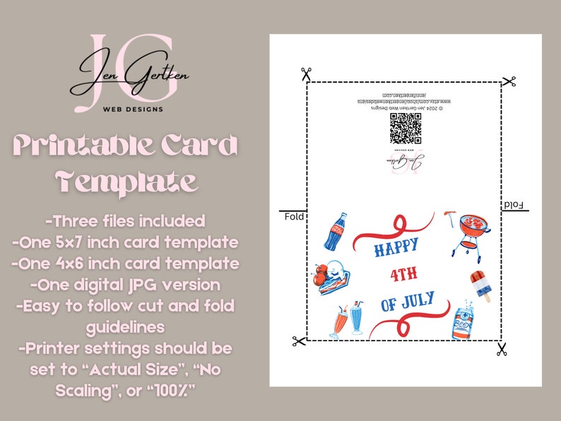 Happy 4th of July Card, Printable Card, Digital Card, Greeting Card ...