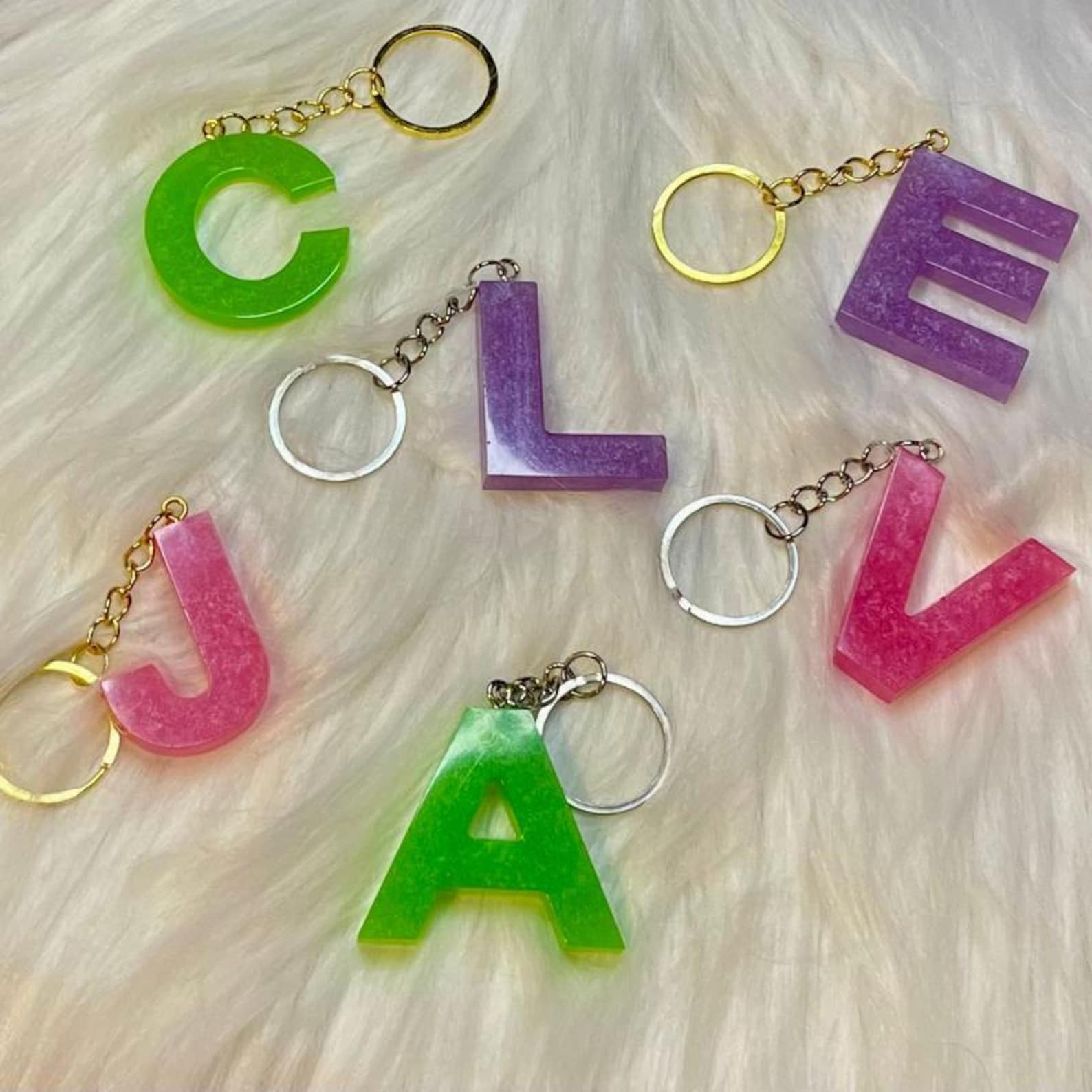 Personalized Resin Keychain, Initial Keychain, Letter Keychain ...