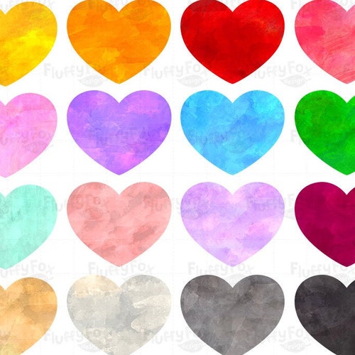 Watercolor Heart Clip Art Hearts With Watercolor Texture - Etsy
