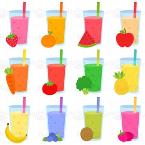 Smoothies Clipart, Blended Juices Clip Art, Fruit Vegetable Juice ...