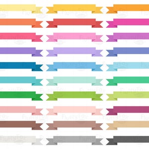 Ribbon Banner Clipart, Label Clip Art, Flat Ribbons Cliparts, Rainbow ...