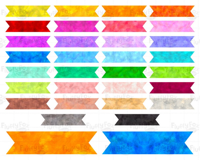 Watercolor Ribbon Banner Clipart Painted Label Clip Art - Etsy