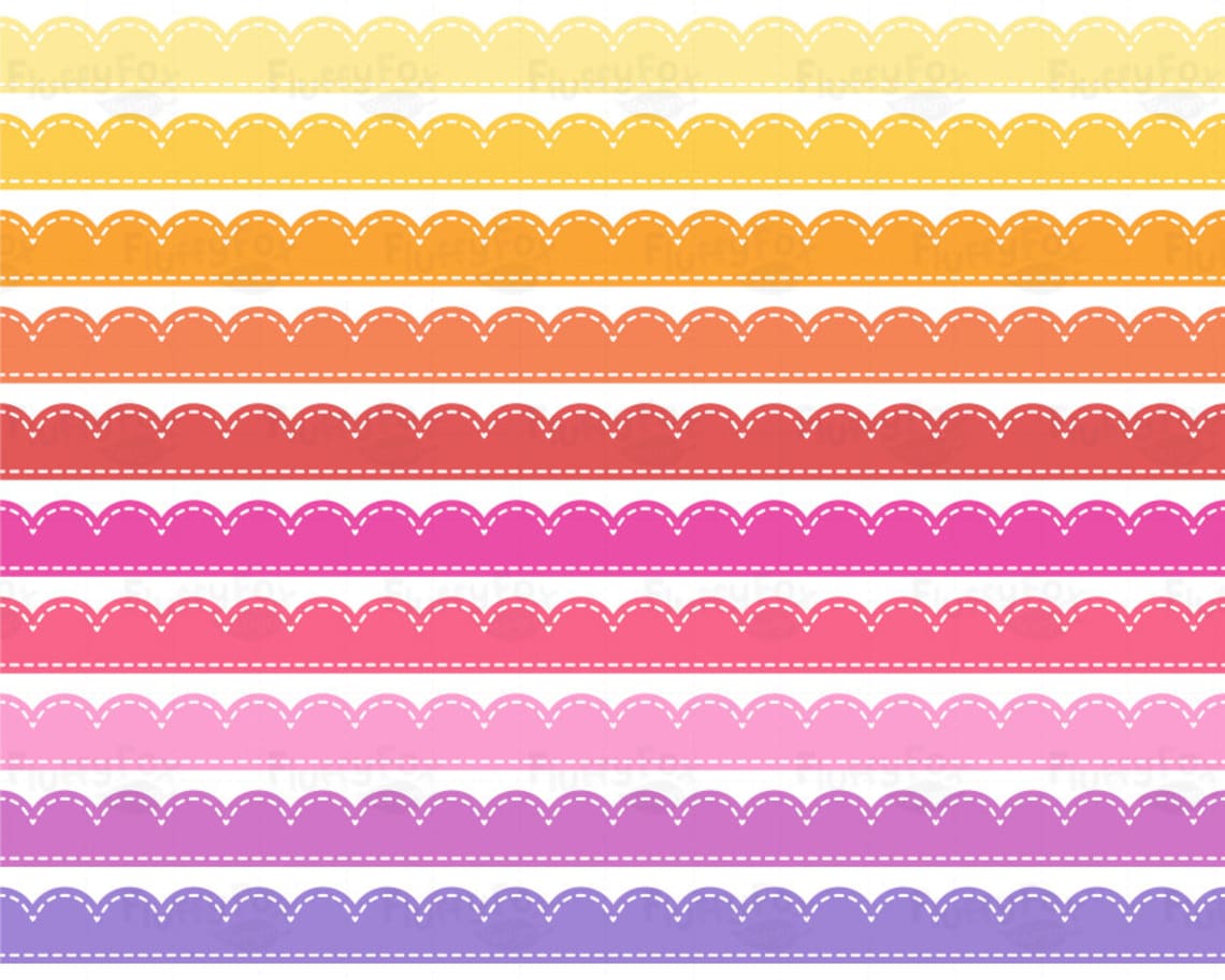 Stitched Scalloped Border Clipart Scallop Borders Stitches - Etsy