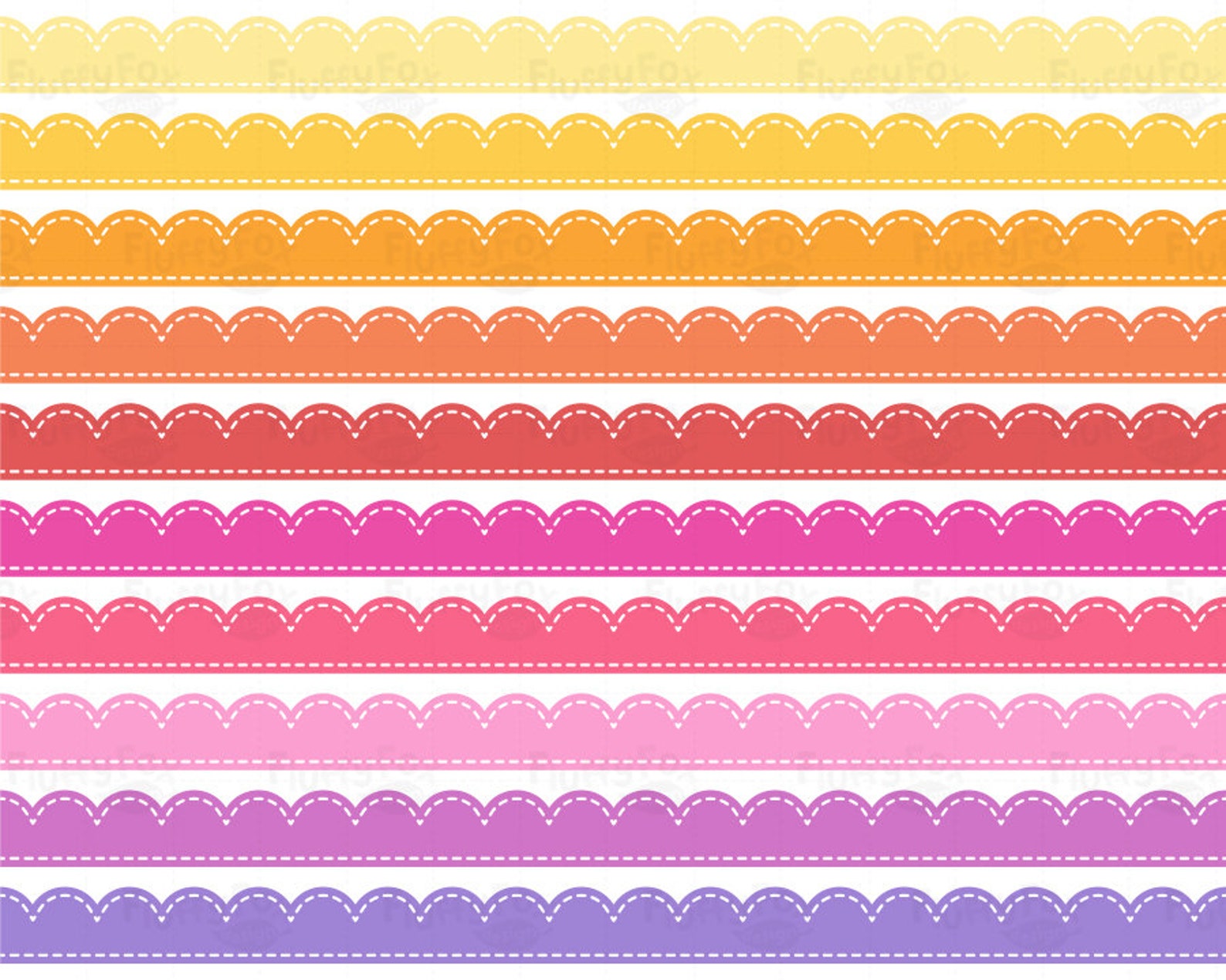 Stitched Scalloped Border Clipart Scallop Borders Stitches - Etsy