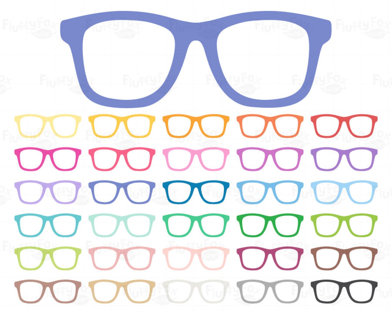 Glasses Clipart Spectacles Clip Art Rainbow Eyewear | Etsy